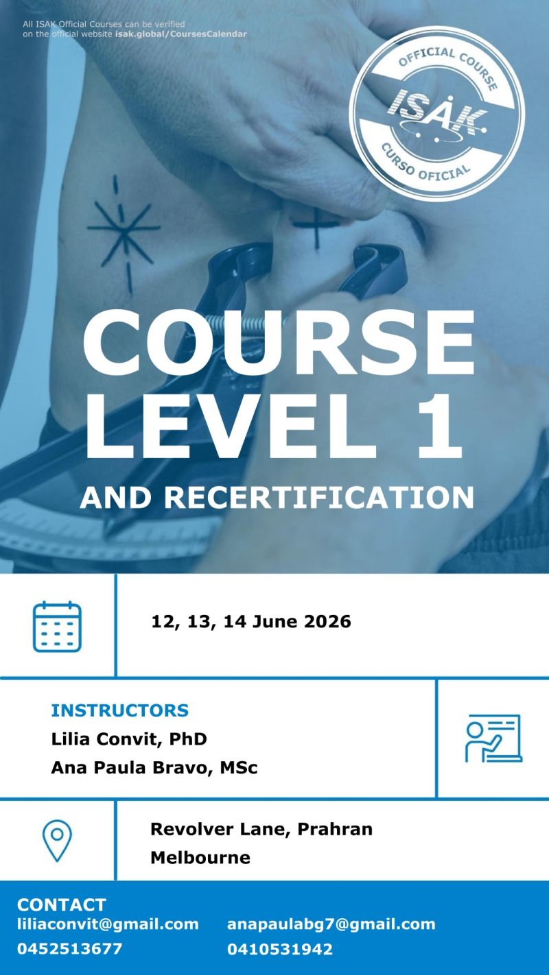 ISAK Level 1 Anthropometry Course and Recertification – Melbourne (June ...